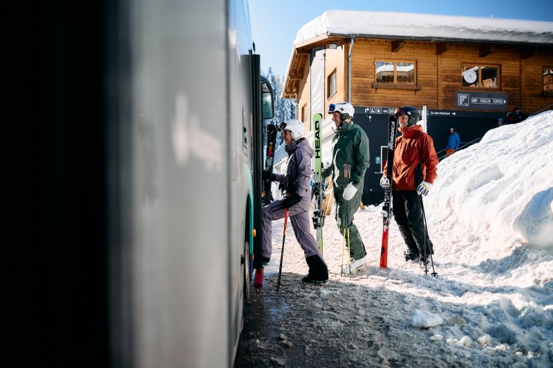 Ski shuttle at Christmas